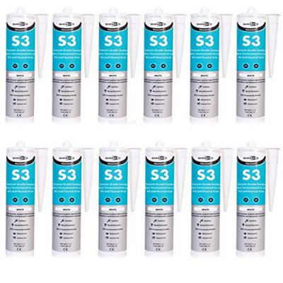 Bond It S3 Bathroom Sanitary Premium Grade Silicone White 310ml Pack of 12