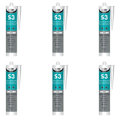 BOND IT S3 SANITARY SILICONE SEALANT EU3 WHITE, 310ML (PACK OF 6)