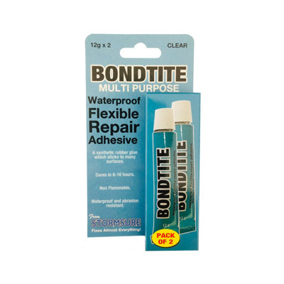 BONDTITE WATERPROOF FLEXIBLE REPAIR ADHESIVE 12G TUBE (PACK OF 2)