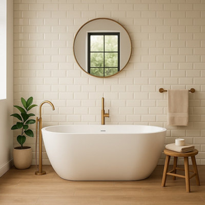 Bone Gloss Metro Tiles (150 Pack-3 Box-3m2 Coverage)-Bath-Premium ...