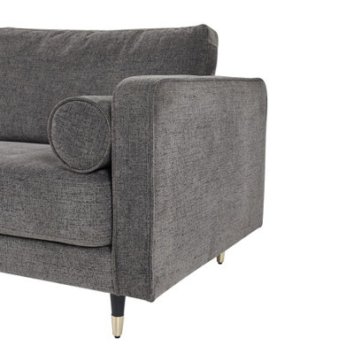 Bongola Grey Large 3-Seater Fabric Sofa with Deep Cushions and Modern ...