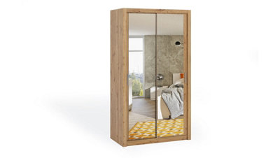 Bono Mirrored Sliding Door Wardrobe in Oak Artisan - Compact Design for ...