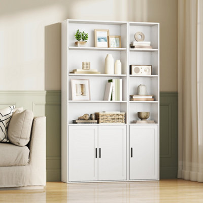 Bookcase, 6-Tier Tall Bookshelf, Book Shelf with Door, Shelving Unit ...