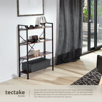 Bookcase Leeds 4 Shelves - Industrial wood dark, rustic