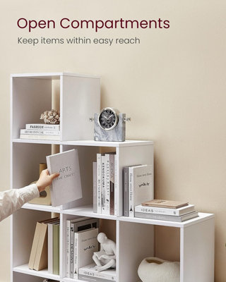 Bookcase Staircase Shelf, 10-Cube Storage Unit, Wooden Display Rack ...