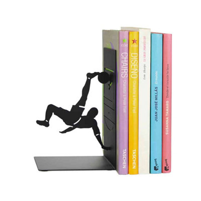 Bookend Black Decorative Bicycle Kick Football Player Upright Kids Book ...