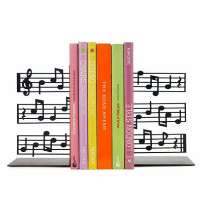 Bookend Decorative Music Sheet Notes Metal Black Musician Gifts Book ...