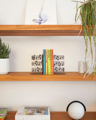 Bookend Decorative Music Sheet Notes Metal Black Musician Gifts Book ...