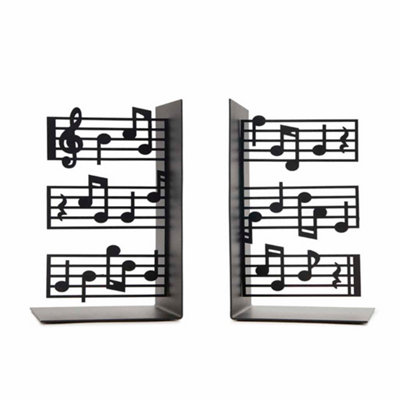 Bookend Decorative Music Sheet Notes Metal Black Musician Gifts Book ...