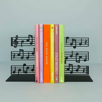 Bookend Decorative Music Sheet Notes Metal Black Musician Gifts Book ...