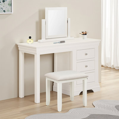 Bordeaux 3 Drawer Dressing Table Set Ivory and Oat Fabric (Fully ...