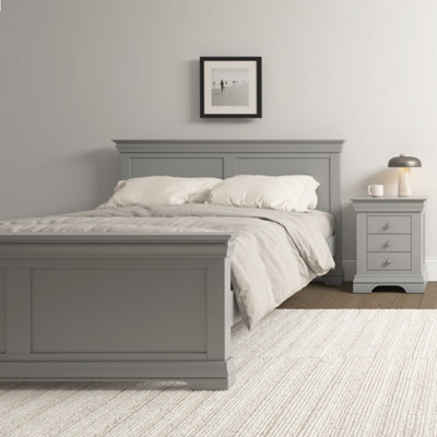 Bordeaux 5ft King Size Bed High Foot End Pebble Grey (Partial assembly)