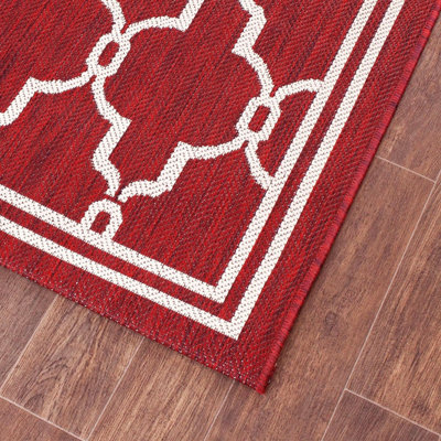 Bordeaux Spanish Tile Garden Patio Rug - Weatherproof, Mould & Mildew ...