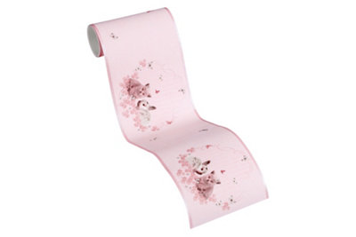 Border Animal Wallpaper In Pink Tones, Butterfly Pink Wallpaper With ...