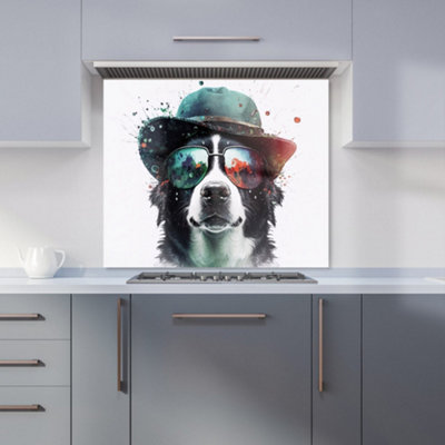 Border Collie Dog Face Splashart Premium Glass Kitchen Splashback ...