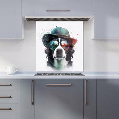 Border Collie Dog Face Splashart Premium Glass Kitchen Splashback ...