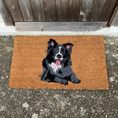 Border Collie Dog Indoor & Outdoor Coir Doormat | DIY at B&Q