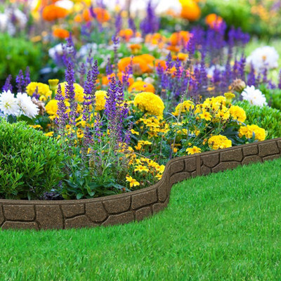 Border Stone Garden Edging 1.2m in Earth - Pack of 5