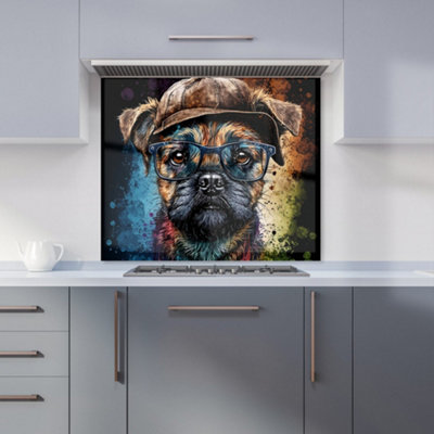 Border Terrier Dog Face Splashart Premium Glass Kitchen Splashback ...