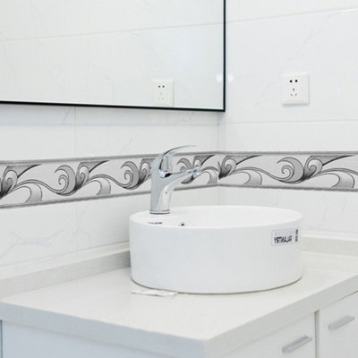 Border Wallpaper PVC Decorative Border Sticker Self Adhesive Wall Border L 10m x W 0.1m