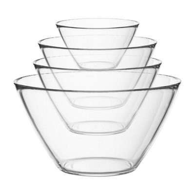 Bormioli Rocco - Basic Glass Kitchen Mixing Bowl Set - 4 Sizes - 4pc ...