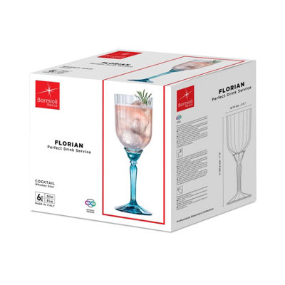 Bormioli Rocco Florian Cocktail Glasses - 245ml - Blue - Pack of 6