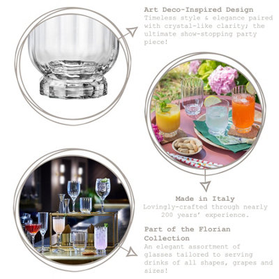 Bormioli Rocco Florian Double Whisky Glasses - 375ml - Clear - Pack of 6