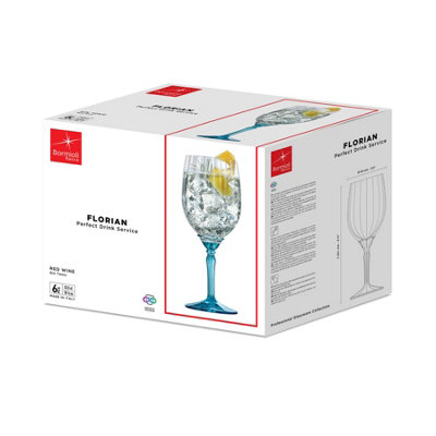 Bormioli Rocco Florian Red Wine Glasses - 535ml - Blue - Pack of 6