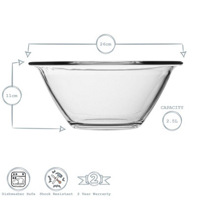 Bormioli Rocco Mr Chef Glass Nesting Mixing Bowl - 2.5 Litres - Pack of 6