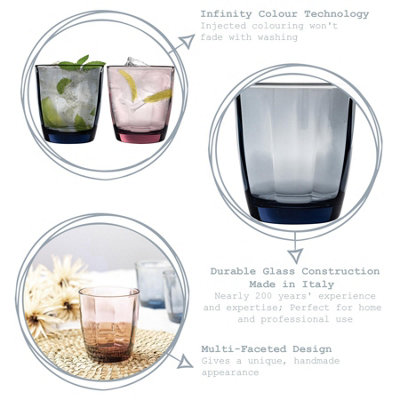 Bormioli Rocco Pulsar Water Glasses - 300ml - Blue/Purple - Pack of 6