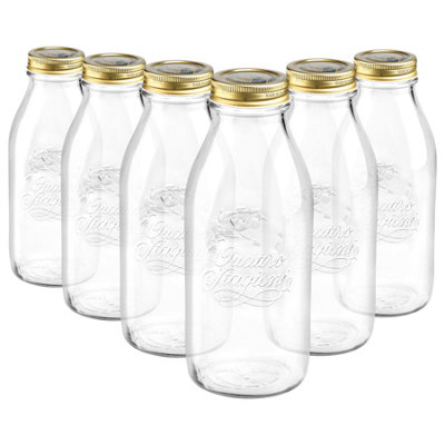 Bormioli Rocco Quattro Stagioni Glass Bottles with Screw Top Lid - 1L ...