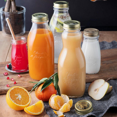 Bormioli Rocco Quattro Stagioni Glass Bottles with Screw Top Lid ...