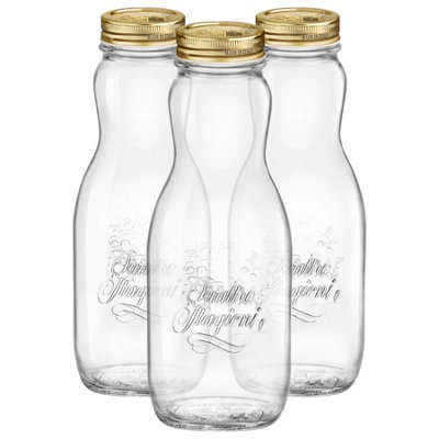 Bormioli Rocco Quattro Stagioni Glass Juice Bottles with Screw Top Lid ...
