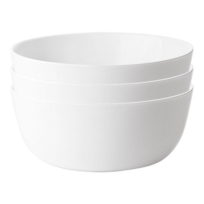 Bormioli Rocco Toledo Glass Serving Bowls - 23cm - White - Pack of 3