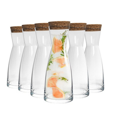 Bormioli Rocco Ypsilon Glass Carafes with Cork Lids - 285ml - Pack of 6