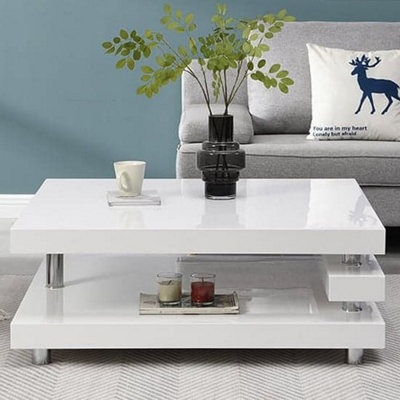 Borneo High Gloss Coffee Table Square In White