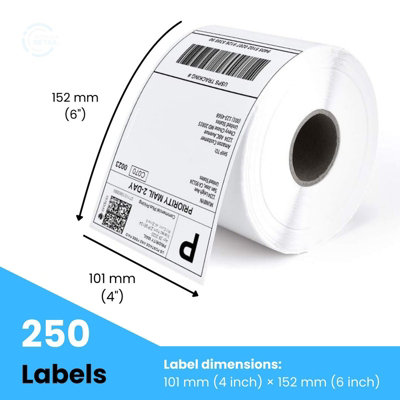 Bortaberg Direct Thermal Labels 101x152mm 4"x6" White Permanent ...