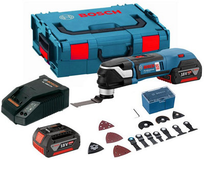 BOSCH 18V GOP MULTI TOOL CUTTER GOP18V-28 + 2 X 4.0AH LITHIUM ION BATTS ...