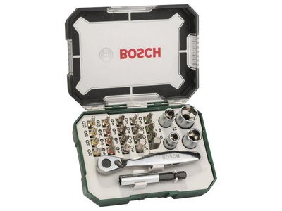 Bosch 2607017322 Screwdriver Bit and Ratchet Set, 26 Piece BPA607017322