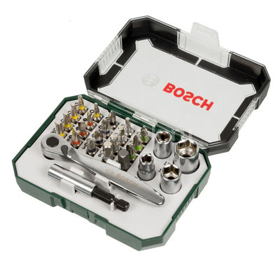 Bosch 2607017322 Screwdriver Bit and Ratchet Set, 26 Piece BPA607017322