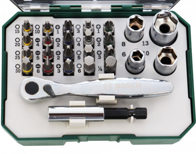 Bosch 2607017322 Screwdriver Bit and Ratchet Set, 26 Piece BPA607017322