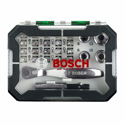Bosch 2607017322 Screwdriver Bit and Ratchet Set, 26 Piece BPA607017322