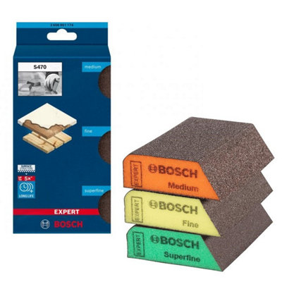Bosch 2608901174 Combi S470 Mixed Grit Foam Sanding Blocks Medium Super ...