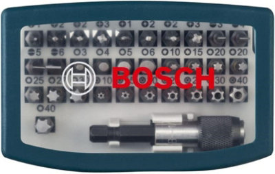 Bosch 32 Piece Screwdriver Drill Bit Set Colour Coded Magnetic Holder ...