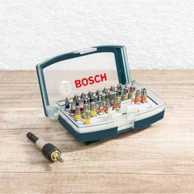 Bosch 32 Piece Screwdriver Drill Bit Set Colour Coded Magnetic Holder ...