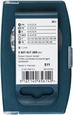 Bosch 32 Piece Screwdriver Drill Bit Set Colour Coded Magnetic Holder ...
