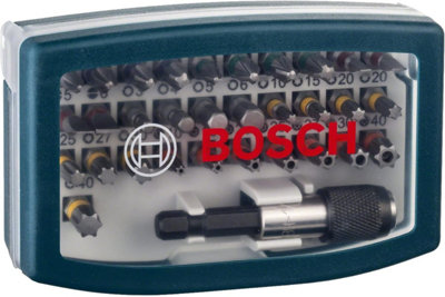 Bosch 32 Piece Screwdriver Drill Bit Set Colour Coded Magnetic Holder ...