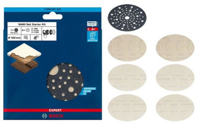 Bosch Expert 7 Piece 150mm Mixed Grit M480 Sanding Disc Net Set ...