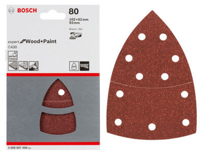 BOSCH Expert for Wood + Paint Sanding Sheets (Grit 80) (20/Pack) (For ...