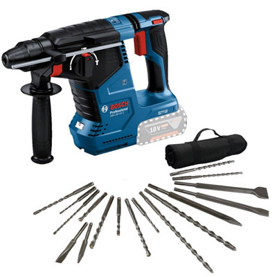Bosch GBH18V-24C 18v Brushless SDS+ Rotary Hammer Drill &17 Piece Bit ...